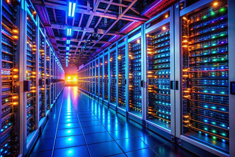 Empty Modern Server Farm a TiltShift Perspective on CuttingEdge Data ...