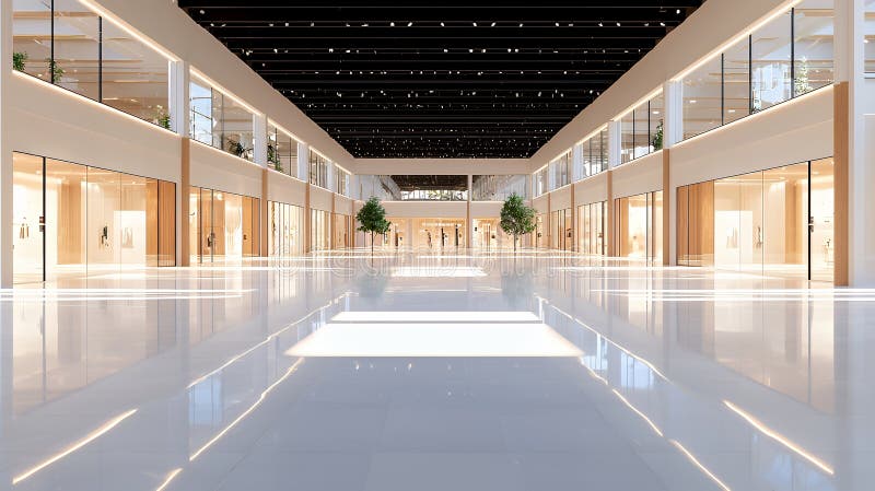 Empty Modern Shopping Mall Interior Stock Illustration - Illustration ...
