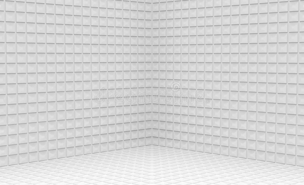 3d Rendering. Empty Modern Small Square Grid Pattern Ceramic Tiles ...