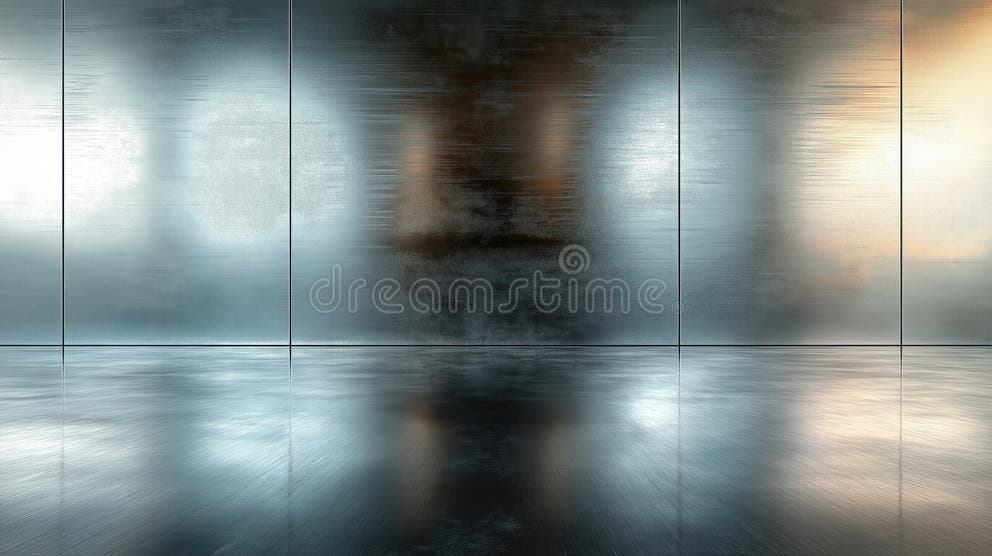 Empty Modern Space with Metallic Walls, Floor. Smooth Shiny Surface ...