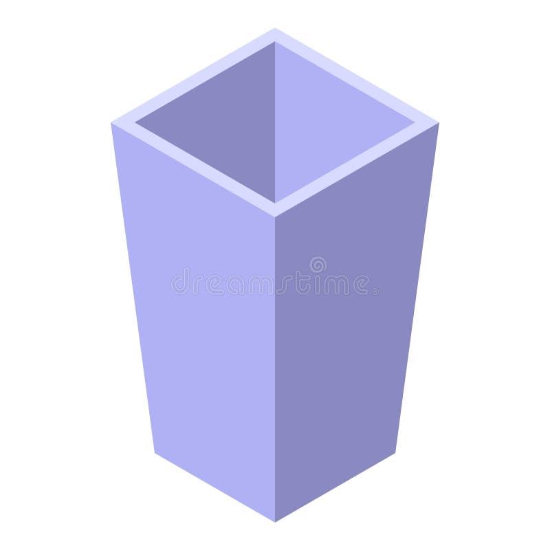 Empty Modern Square Shape Metal Flower Pot Standing Isometric View ...