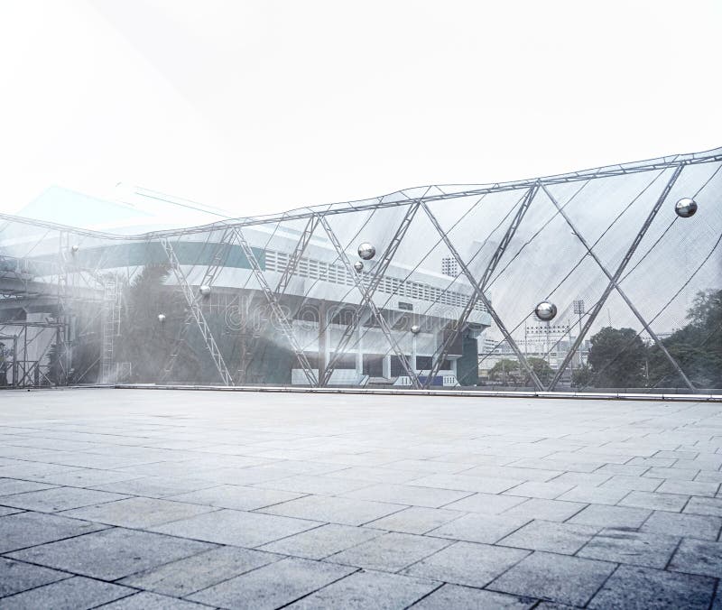 Empty, Modern Square and Skyscrapers in Modern City.with Skyline ...