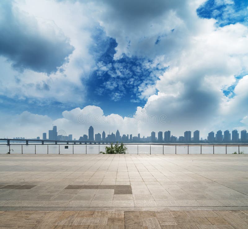 Empty, Modern Square and Skyscrapers Stock Photo - Image of ground ...