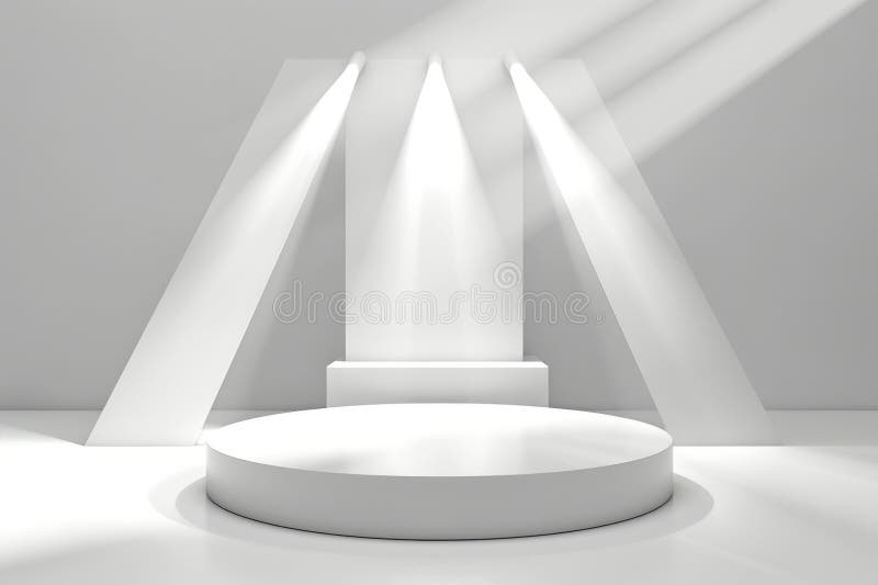 An Empty Modern Stage with Curved Lines, Illuminated by Natural Light ...