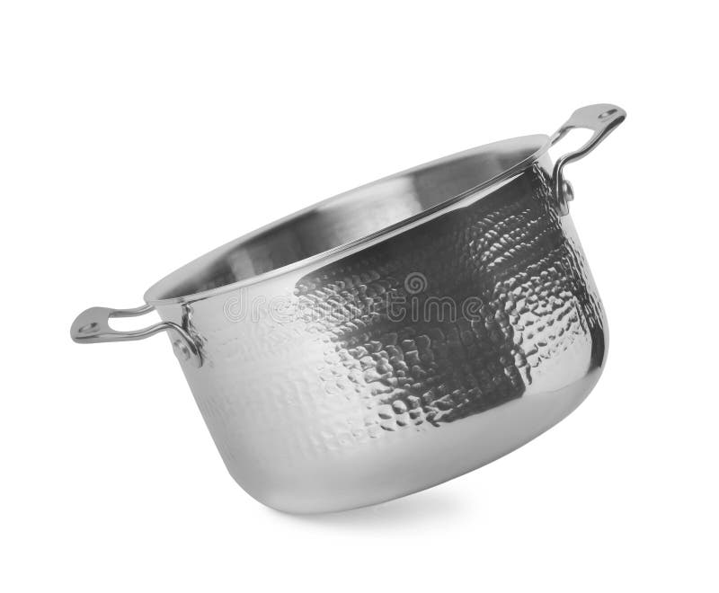 Empty Modern Steel Pot Isolated on White Stock Image - Image of kitchen ...