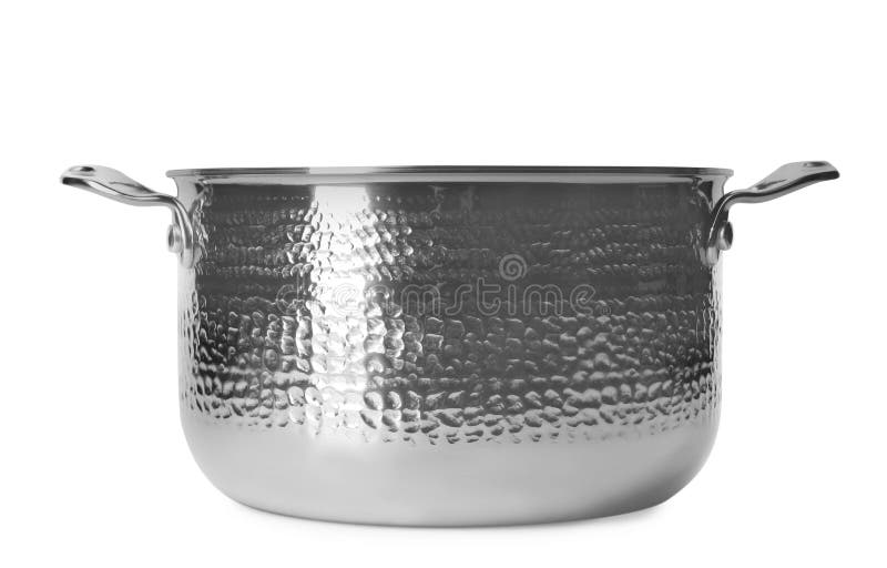 Empty Modern Steel Pot Isolated on White Stock Photo - Image of dish ...