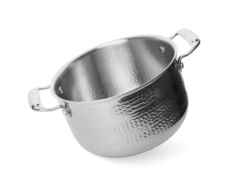Empty Modern Steel Pot Isolated on White Stock Image - Image of ...