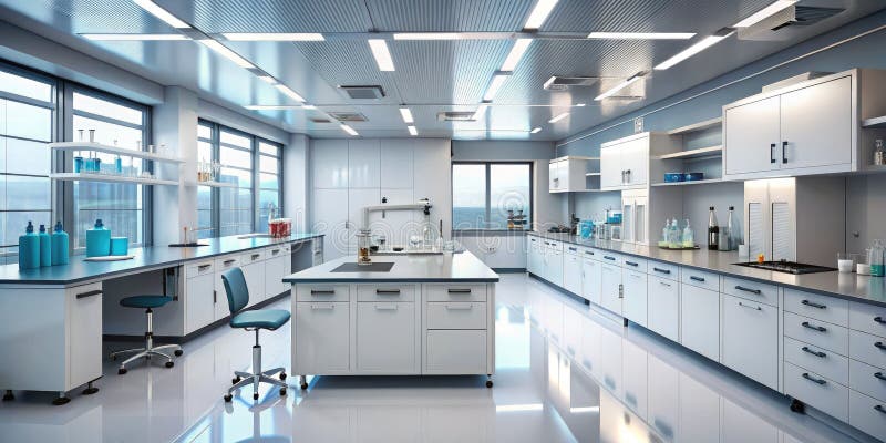 Empty Modern Sterile Research Lab Interior a 4K 3D Rendered Showcase of ...