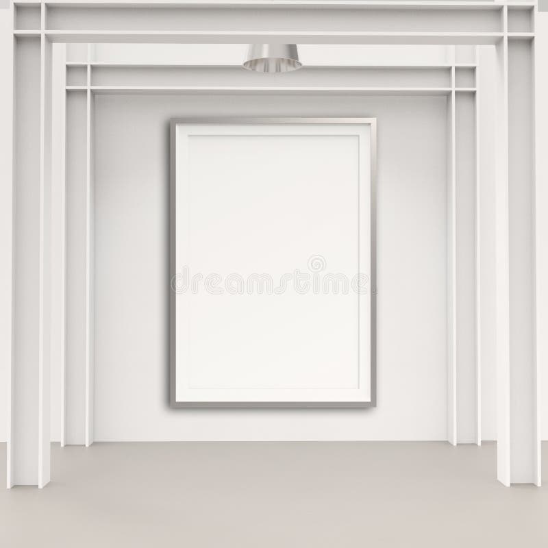 Empty Modern Style Frame on Composition Wall Stock Illustration ...