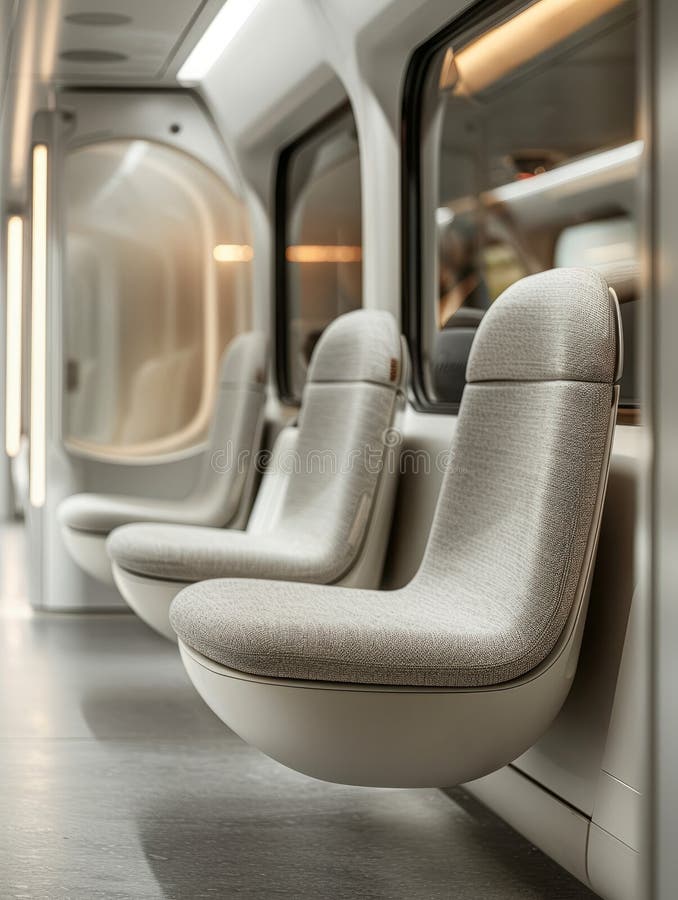 Empty, Modern Subway Seats in a Clean and Minimalistic Setting Stock ...
