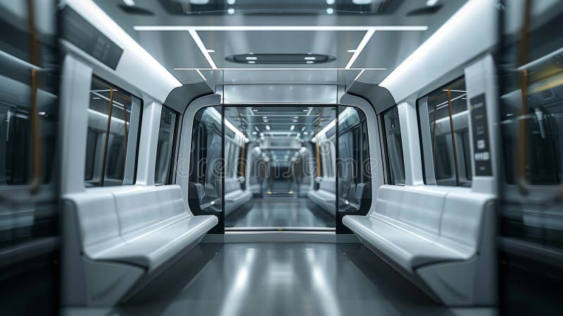 Empty Modern Subway Train Interior with Sleek and Futuristic Design ...