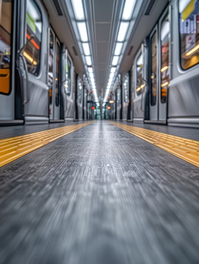 Empty Modern Subway Train with a Perspective View. Stock Photo - Image ...