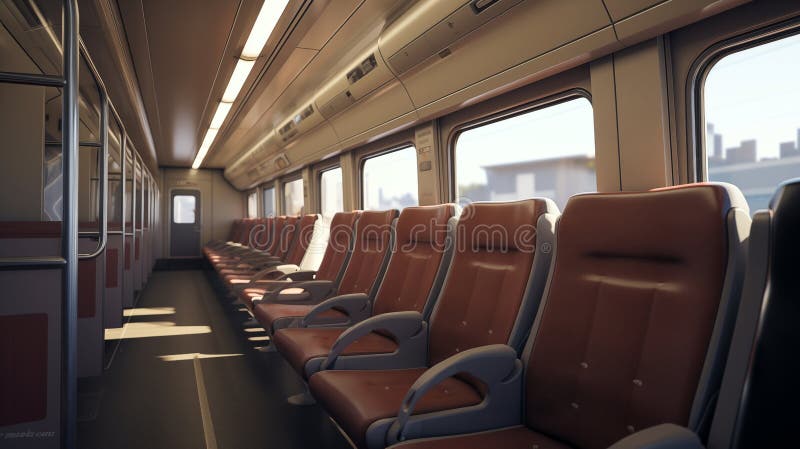 Empty Modern Train Interior. Generative AI Stock Image - Image of ...