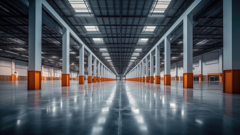 Empty Modern Warehouse, Industrial Building or Modern Factory for ...