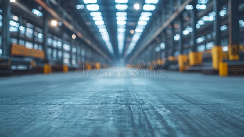 Empty Modern Warehouse with Industrial Interior Architecture. Stock ...