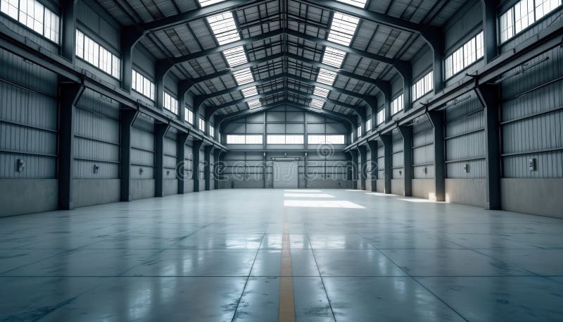 Empty Modern Warehouse Interior Shows Large Space. Modern Industrial ...