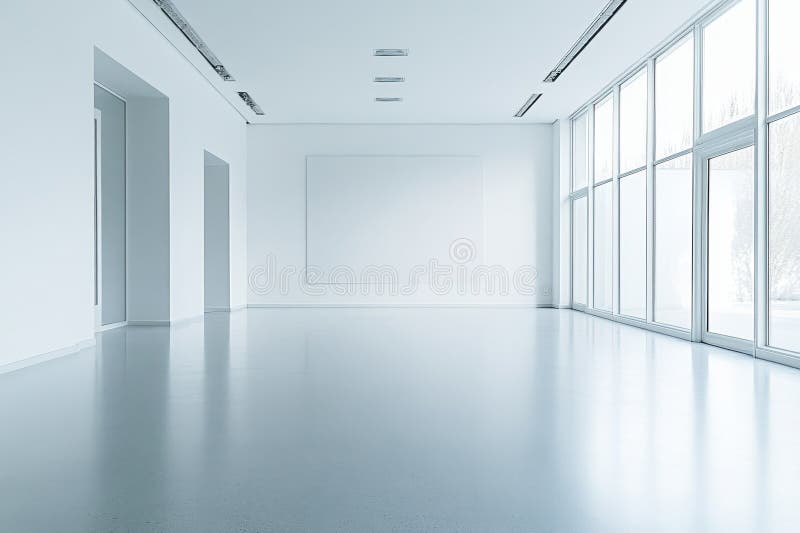Empty White Room with Large Windows and a Blank Canvas Stock ...