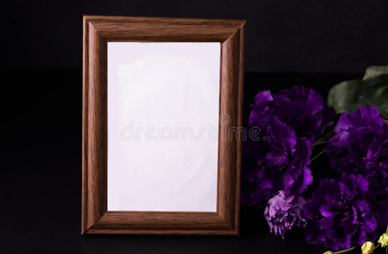 Empty Mourning Photo Frame on Black Background. Stock Image - Image of ...