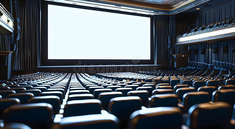 An Empty Movie Room with a Big Screen Stock Photo - Image of interior ...