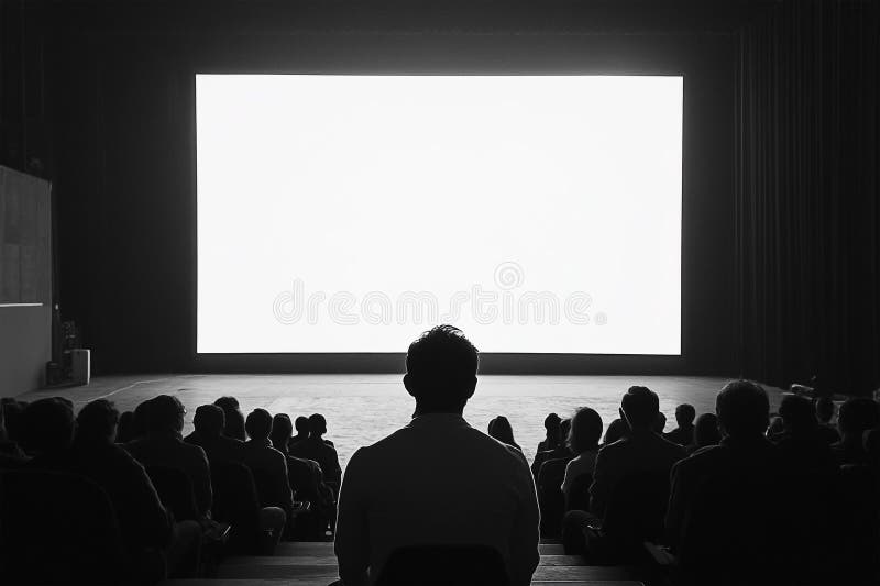 Empty Movie Screen in Cinema with Audience Ready for Viewing Stock ...