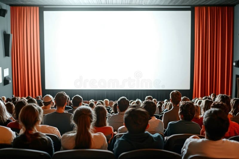Empty Movie Screen in Cinema with Audience Ready for Viewing Stock ...