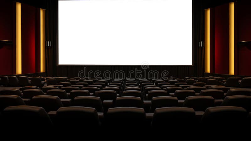 An Empty Movie Theater Featuring Numerous Rows of Seats and a Very ...