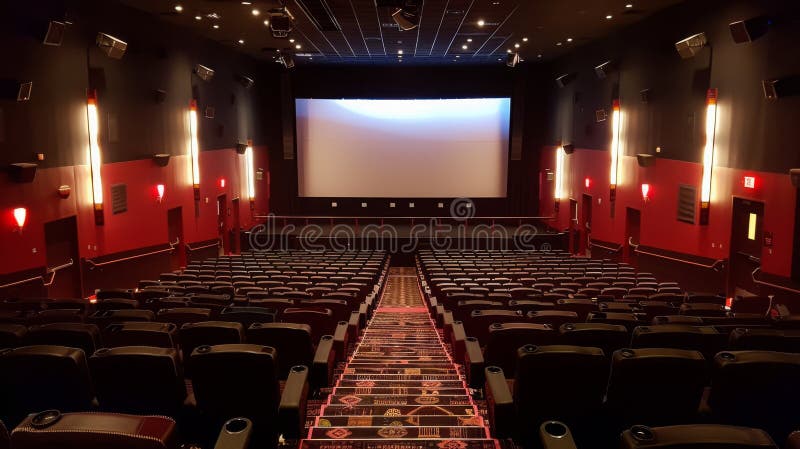 Empty Movie Theater with Red Carpet Stock Photo - Image of ...