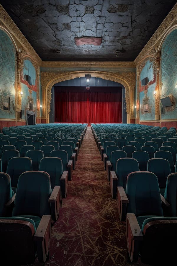 Empty Movie Theater with Rows of Seats Stock Illustration ...