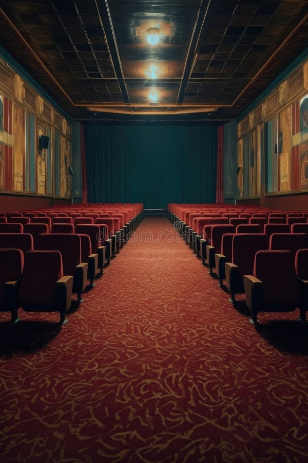 Empty Movie Theater with Rows of Seats Stock Illustration ...