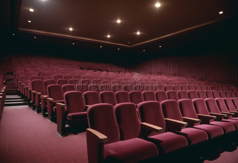 Empty Movie Theater Seats in a Dark Auditorium Stock Illustration ...