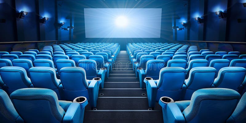 Empty Movie Theater Seats with a Large Screen Stock Illustration ...