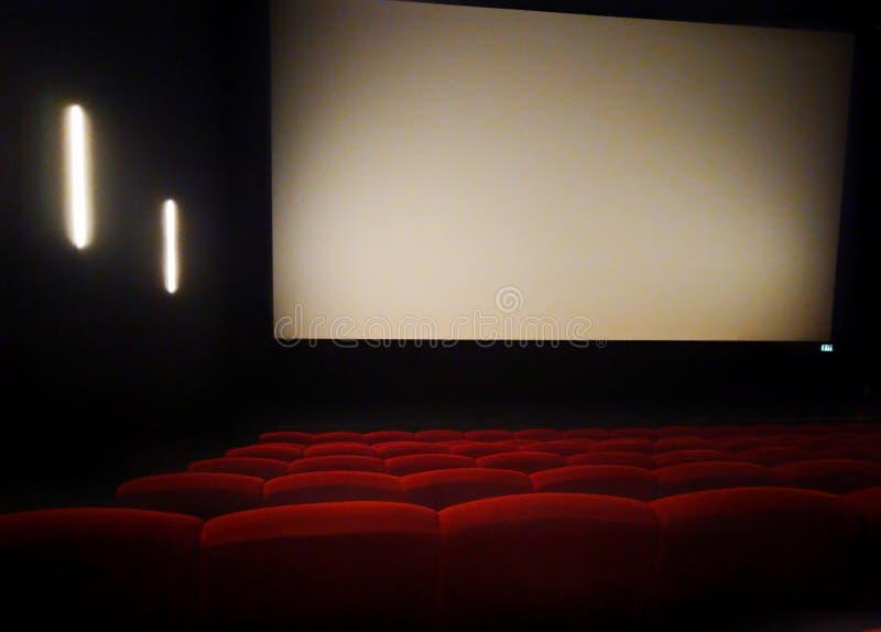 Empty Movie Theather with Empty Seats and Blank Screen Stock Photo ...