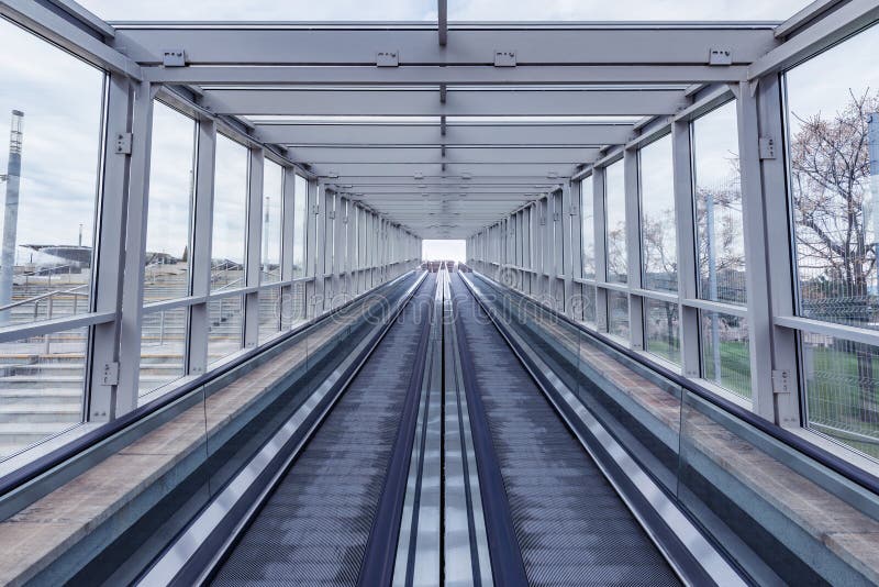 Empty Moving Escalator Tracks by the Station Stock Image - Image of ...