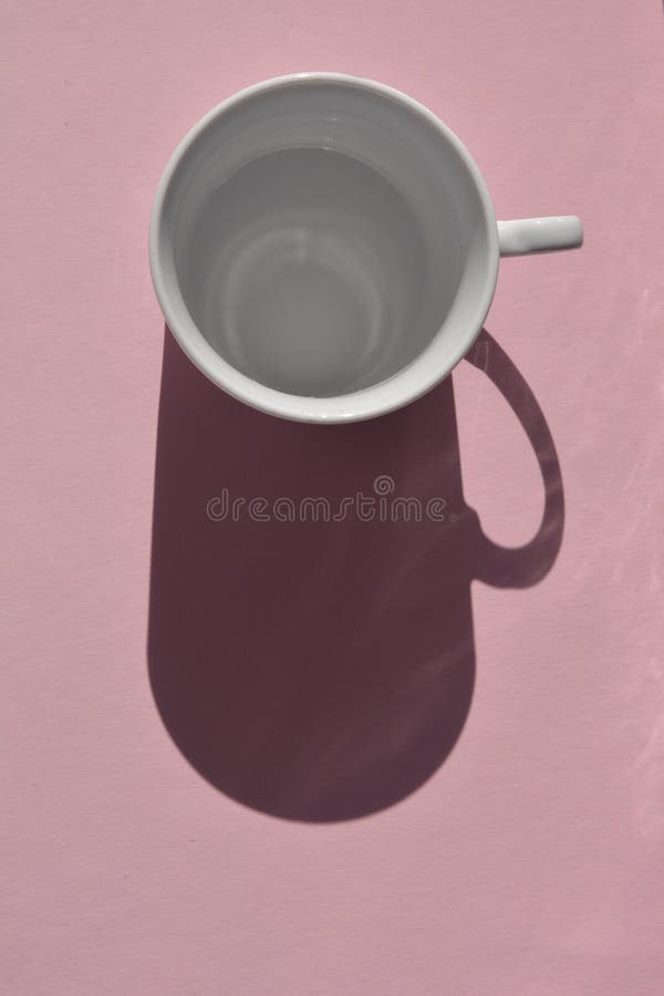 Empty Mug with Shadow on a Pink Background Stock Photo - Image of plate ...