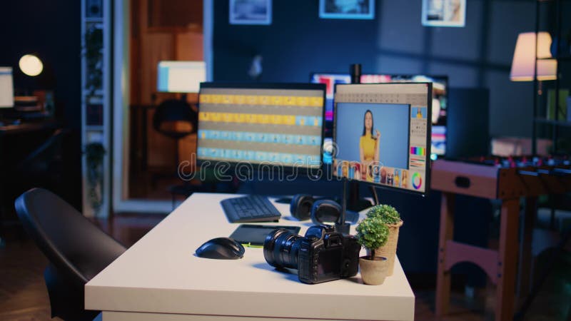 Empty Multimedia Creative Studio with Photo Editing Software on PC ...