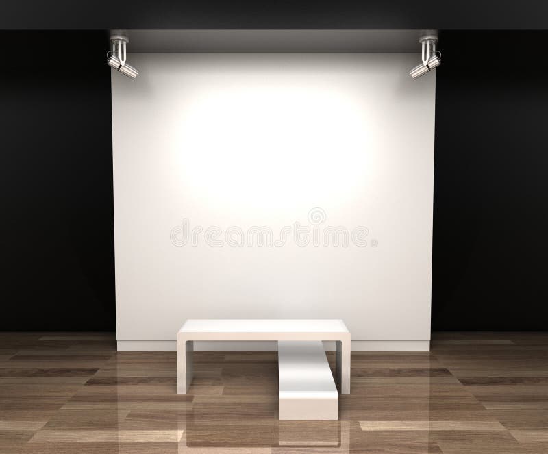 Empty Museum Hall, 3d Rendering Stock Illustration - Illustration of ...