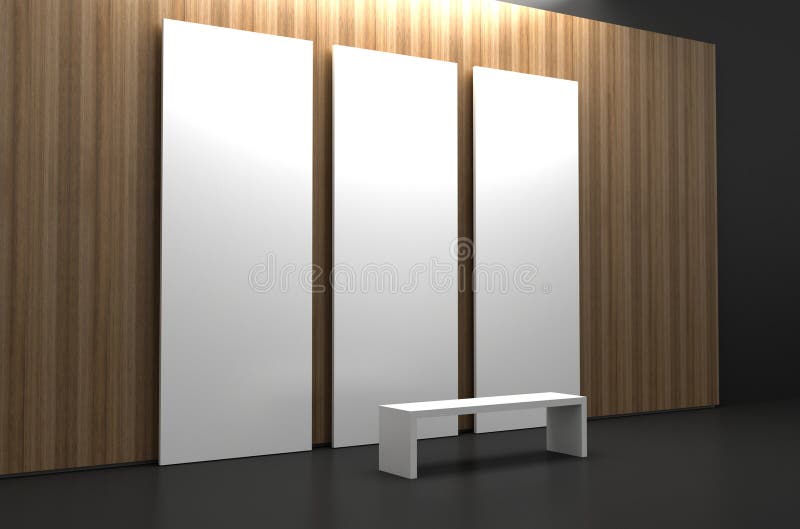 Empty Museum Hall, 3d Rendering Stock Illustration - Illustration of ...