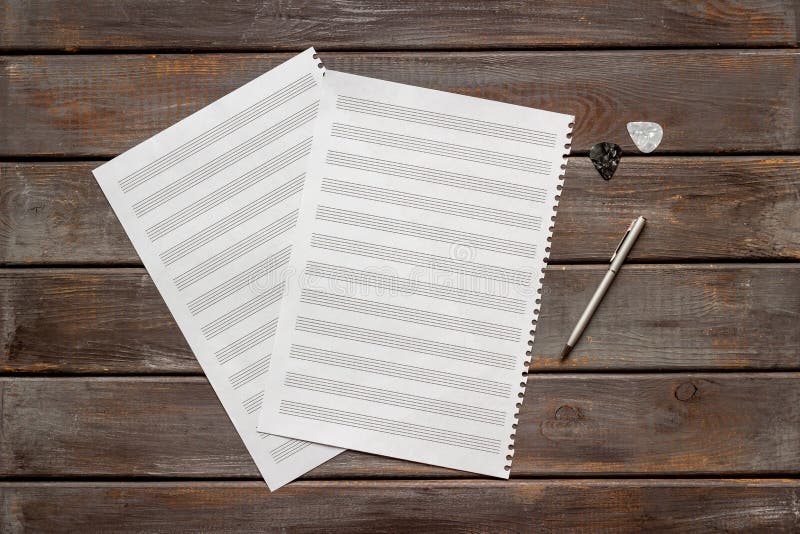 Empty Music Sheets for Writing Notes, Top View. Compose Music Concept ...