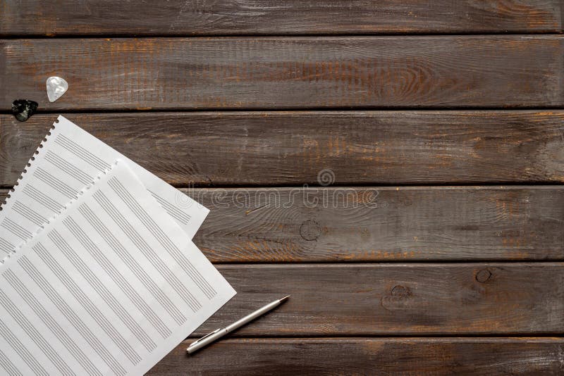 Empty Music Sheets for Writing Notes, Top View. Compose Music Concept ...