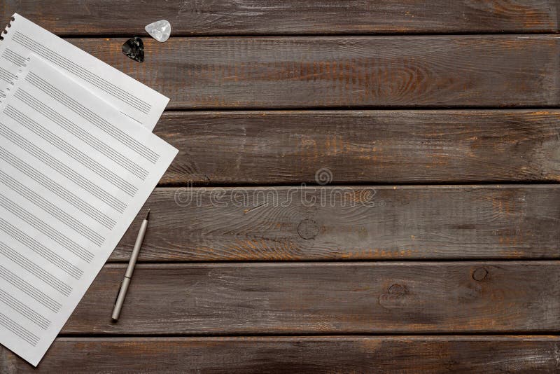 Empty Music Sheets for Writing Notes, Top View. Compose Music Concept ...