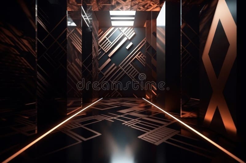 Empty Mystical Dark Room Sci-fi Style Generative Ai Stock Illustration ...