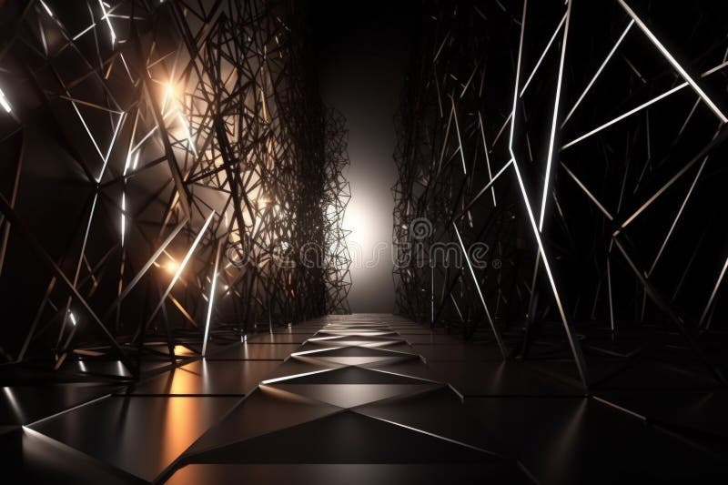 Empty Mystical Dark Room Sci-fi Style Generative Ai Stock Illustration ...