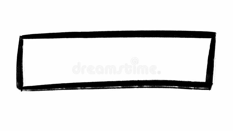 Empty Narrow Black Rectangle Hand Drawn Against White Background Stock ...