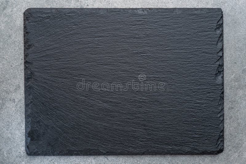 Empty Natural Stone Black Slate Serving Plate on Light Grey Background ...
