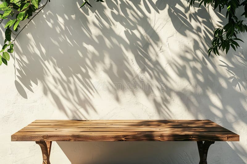 Empty Natural Wood Table on Terrace with Copy Space for Product ...
