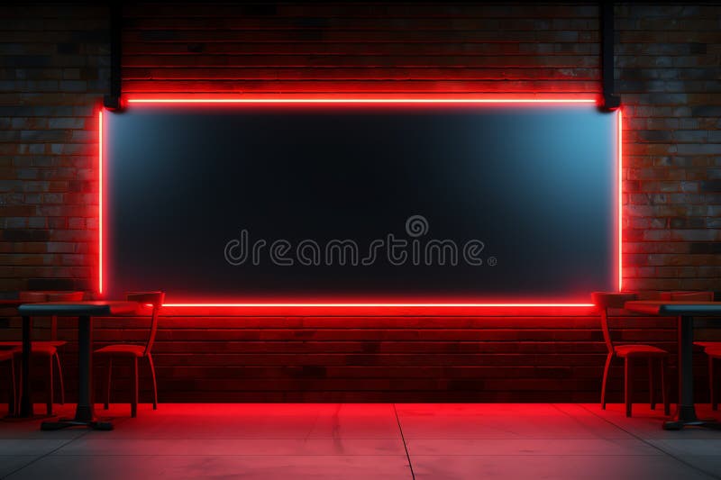 Empty Neon Light Restaurant Wall for Logo Stock Illustration ...