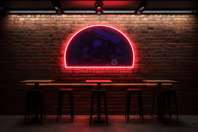 Empty Neon Light Restaurant Wall for Logo Stock Illustration ...