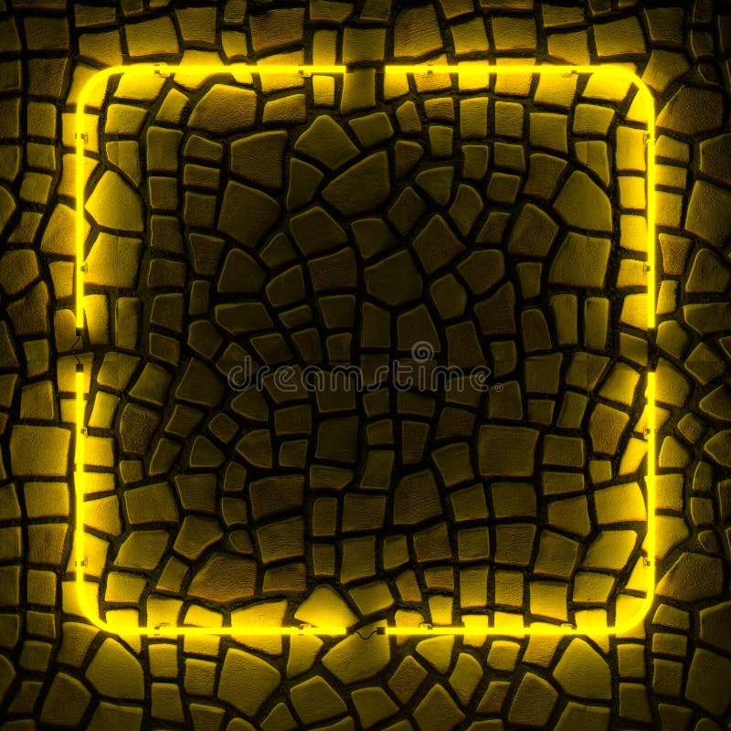 Empty Neon Sign with Illumination on Wall. 3d Illustration Stock ...