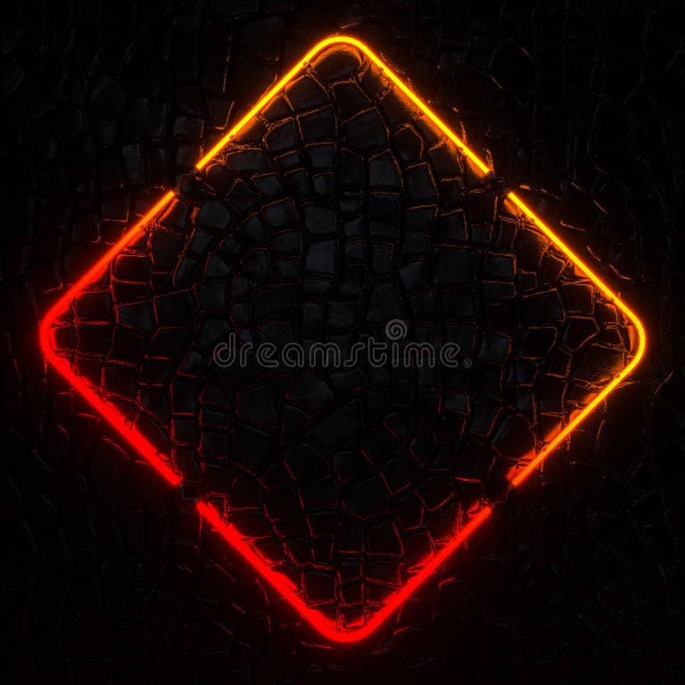 Empty Neon Sign with Illumination on Wall. 3d Illustration Stock ...