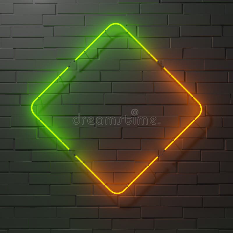 Empty Neon Sign with Illumination on Wall. 3d Illustration Stock ...